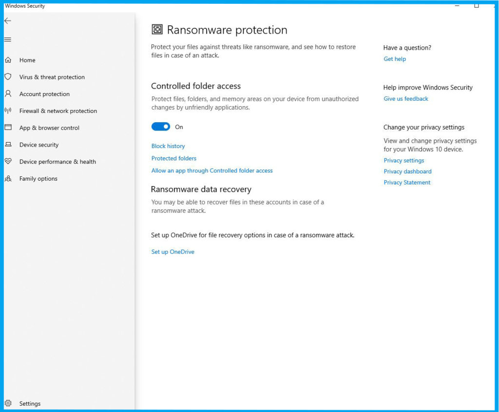 How to enable ransomware protection with Windows 10